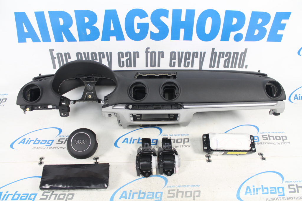 Airbag set dashboard black grey Audi A3 8V - Airbag.eu
